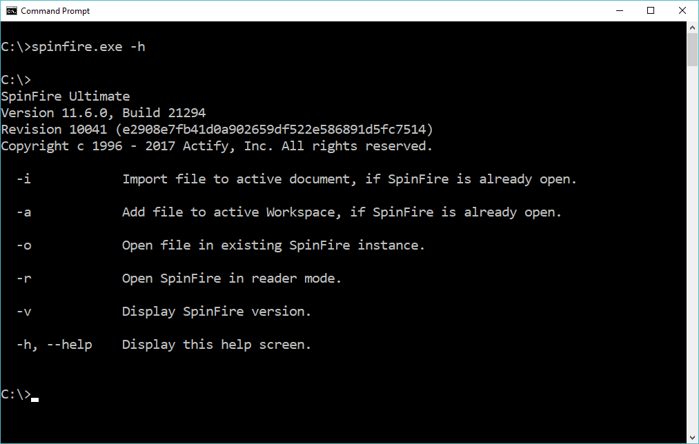 SpinFire Ultimate Command Line SpinFire Ultimate Command Line